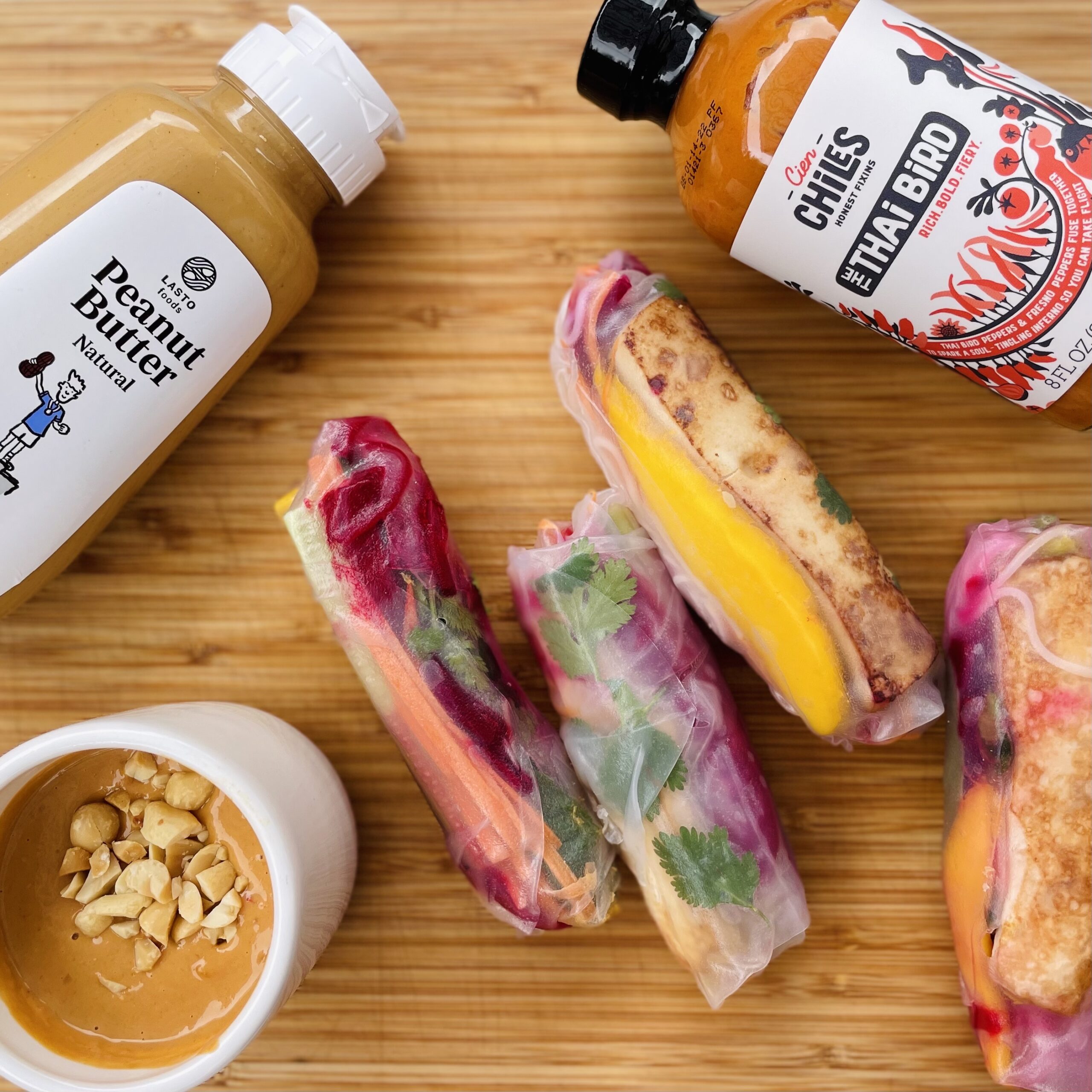 Rainbow Rolls w/ Spicy Peanut Sauce – Cien Chiles